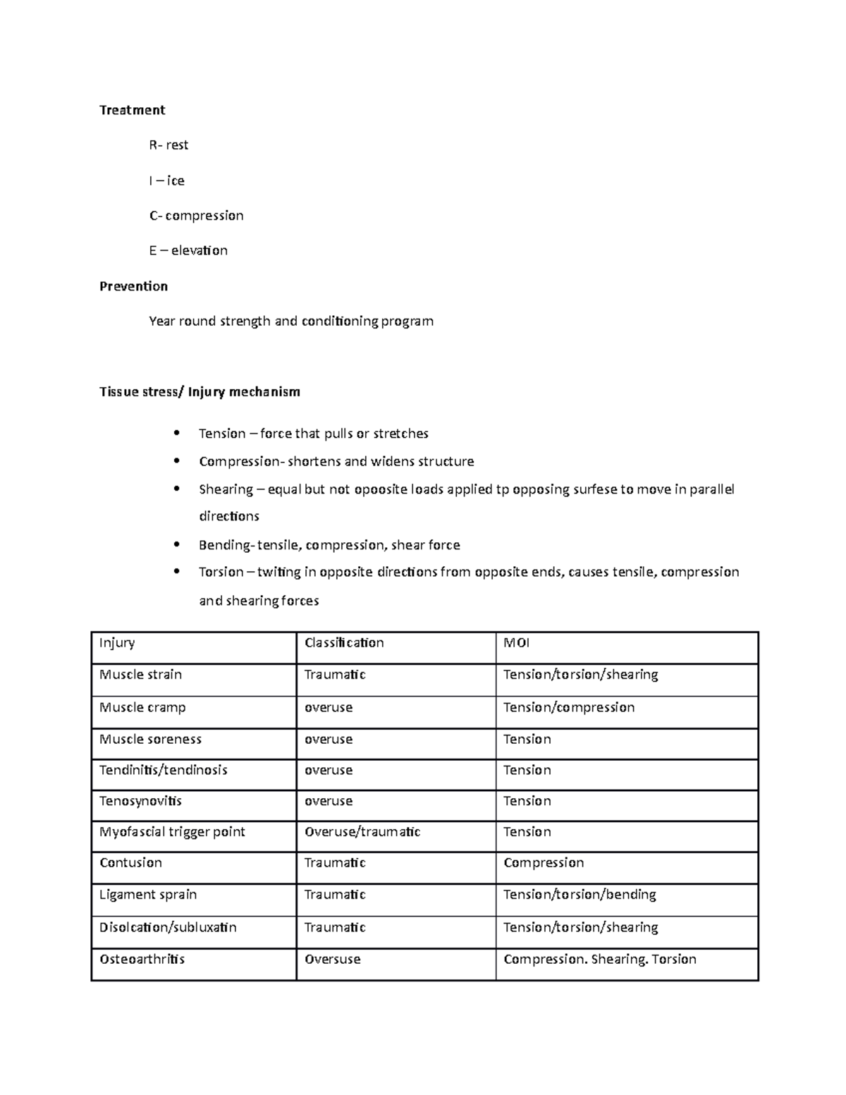 EHS 240 -lecture 4-1 - Lecture notes 4 - Treatment R- rest I – ice C ...