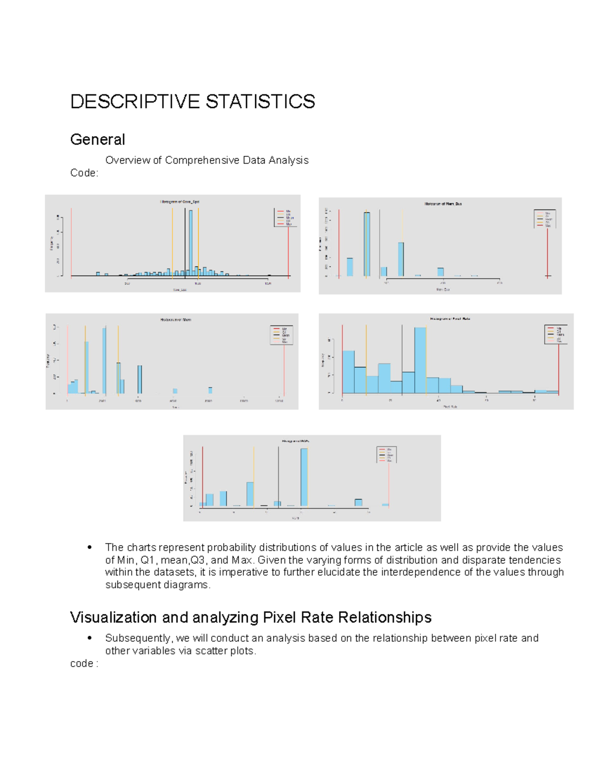 Descriptive Statistics - DESCRIPTIVE STATISTICS General Overview of ...