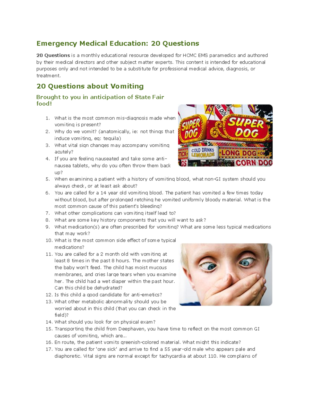 20-questions-vomiting - Emergency Medical Education: 20 Questions 20 ...
