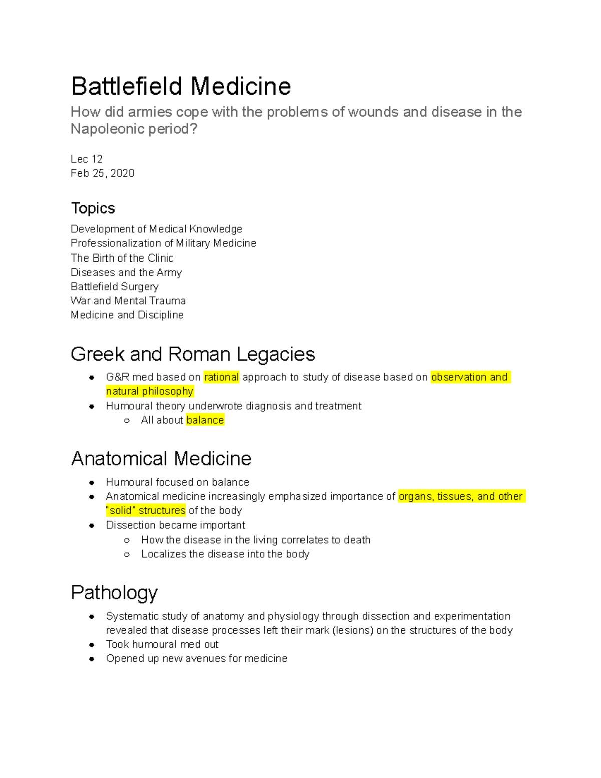 12 - Battlefield Medicine - Battlefield Medicine How did armies cope ...