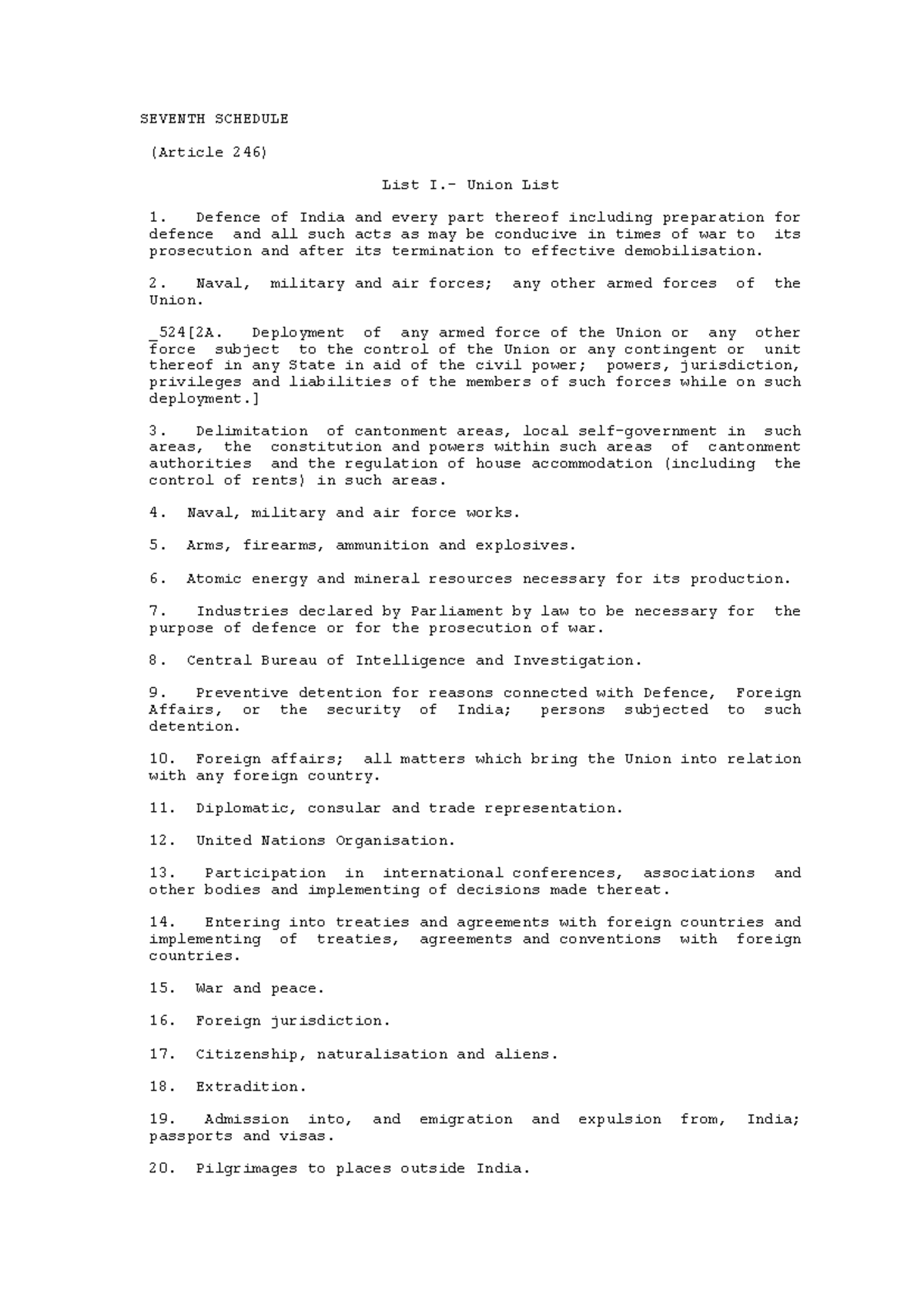 Seventhschedule - fgfgh fghfg hfg - SEVENTH SCHEDULE (Article 246) List ...