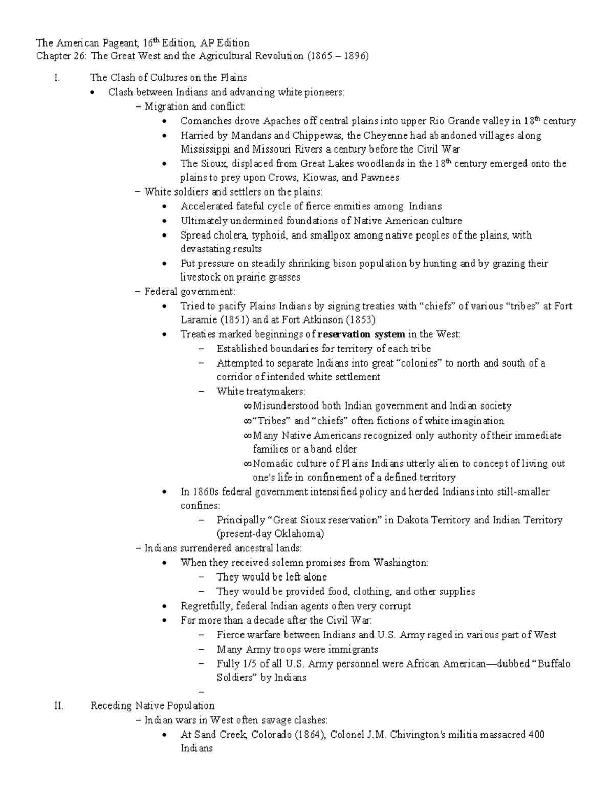 Chapter 26 - The Great West and the Agricultural Revolution - The Clash ...