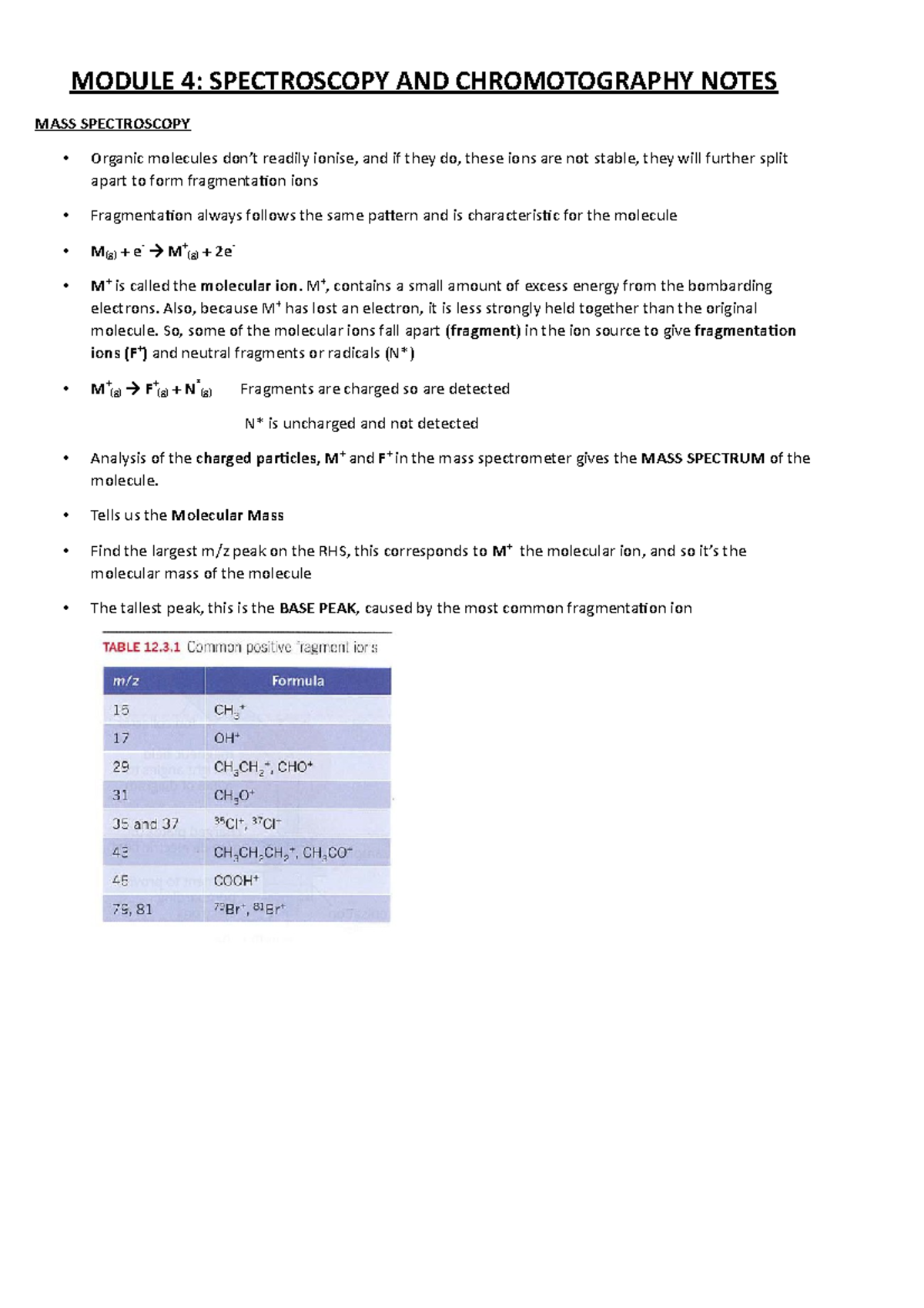 SCI105 Module 4 Spectroscopy AND Chromotography Notes - MODULE 4 ...