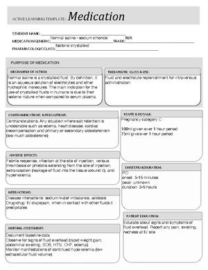 Albuterol Medication Card - STUDENT NAME
