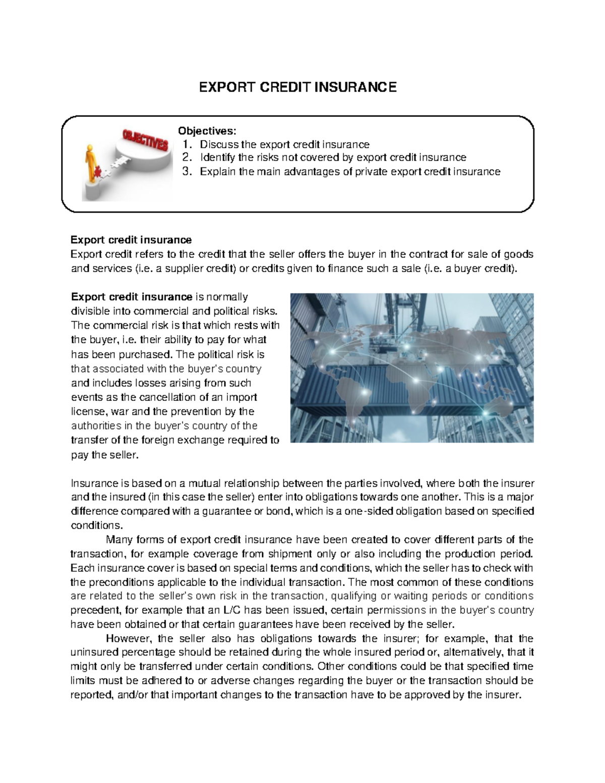 Export Credit Insurance - EXPORT CREDIT INSURANCE Export credit ...