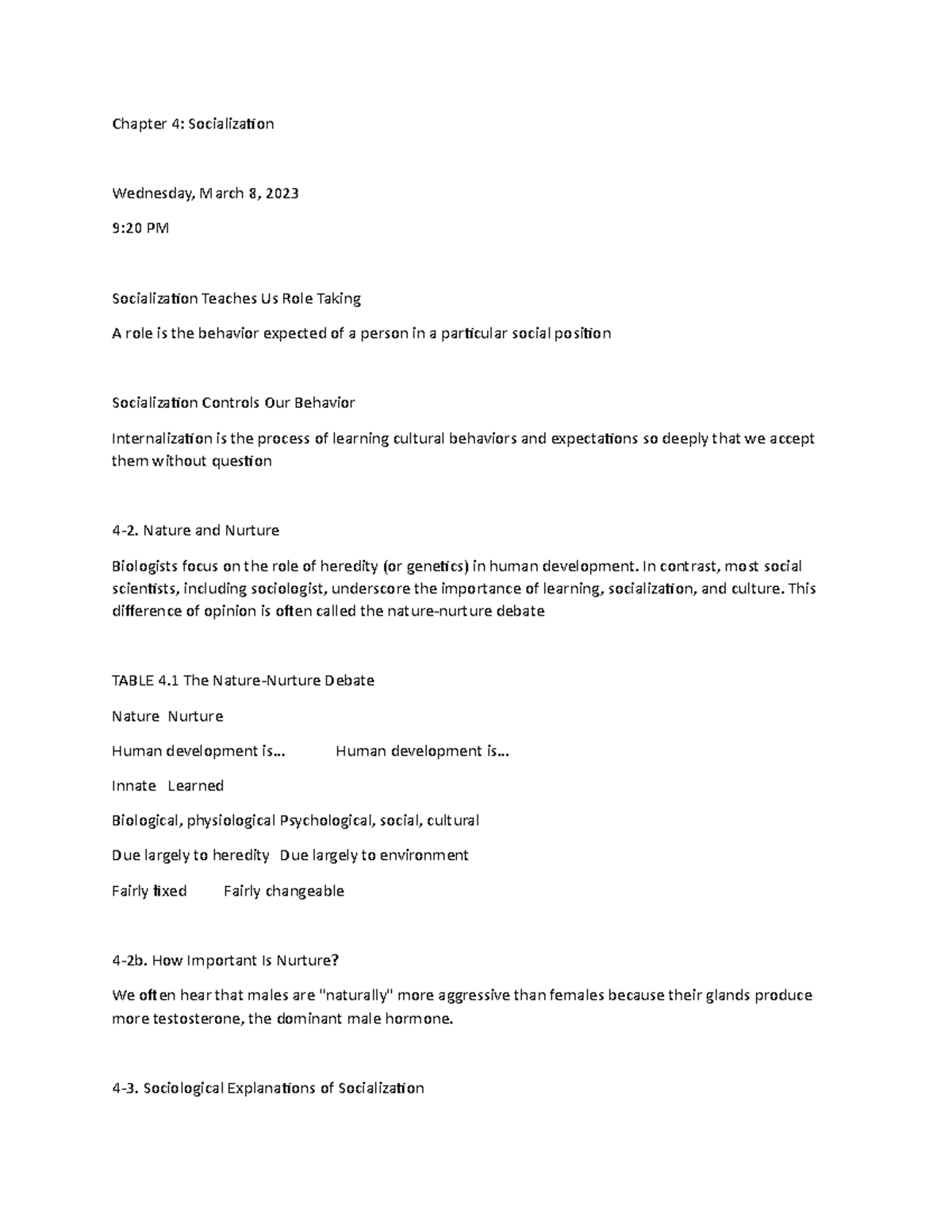 Chapter 4 Socialization - Chapter 4: Socialization Wednesday, March 8 ...