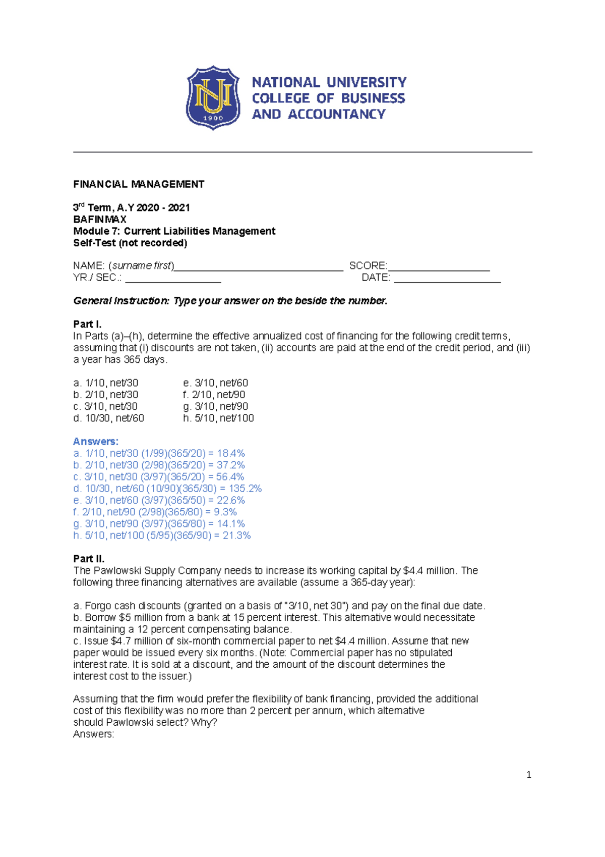 Financial Management - This is helpful for practice materials or any ...