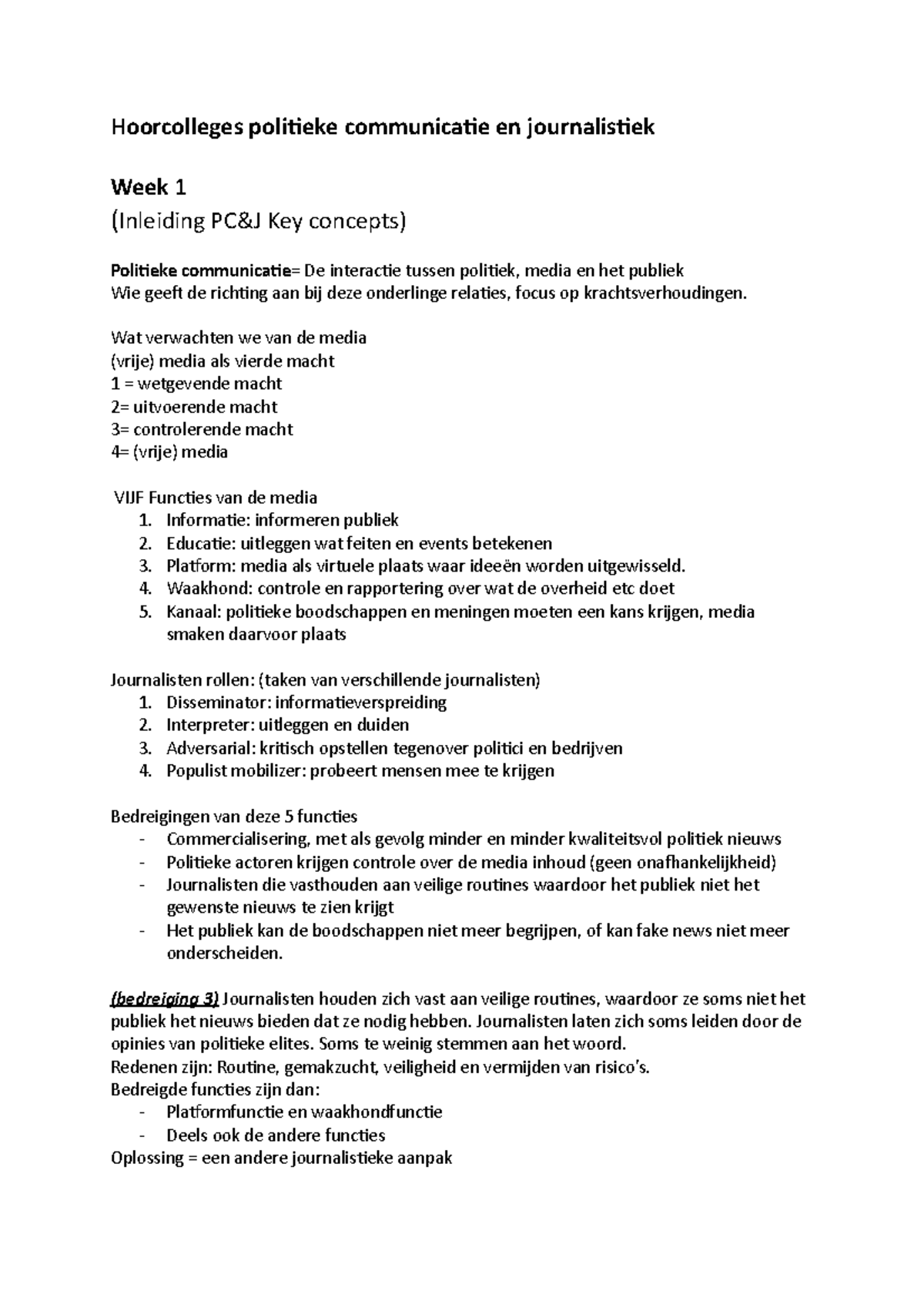 Hoorcolleges politieke communicatie en journalistiek - Wat verwachten ...