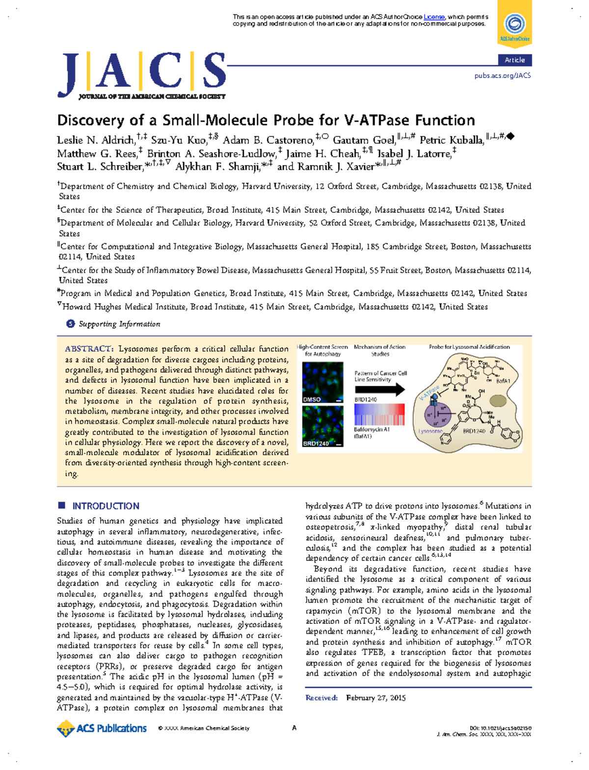 Discovery of a Small-Molecule Probe for V-ATPase Function - Aldrich ...