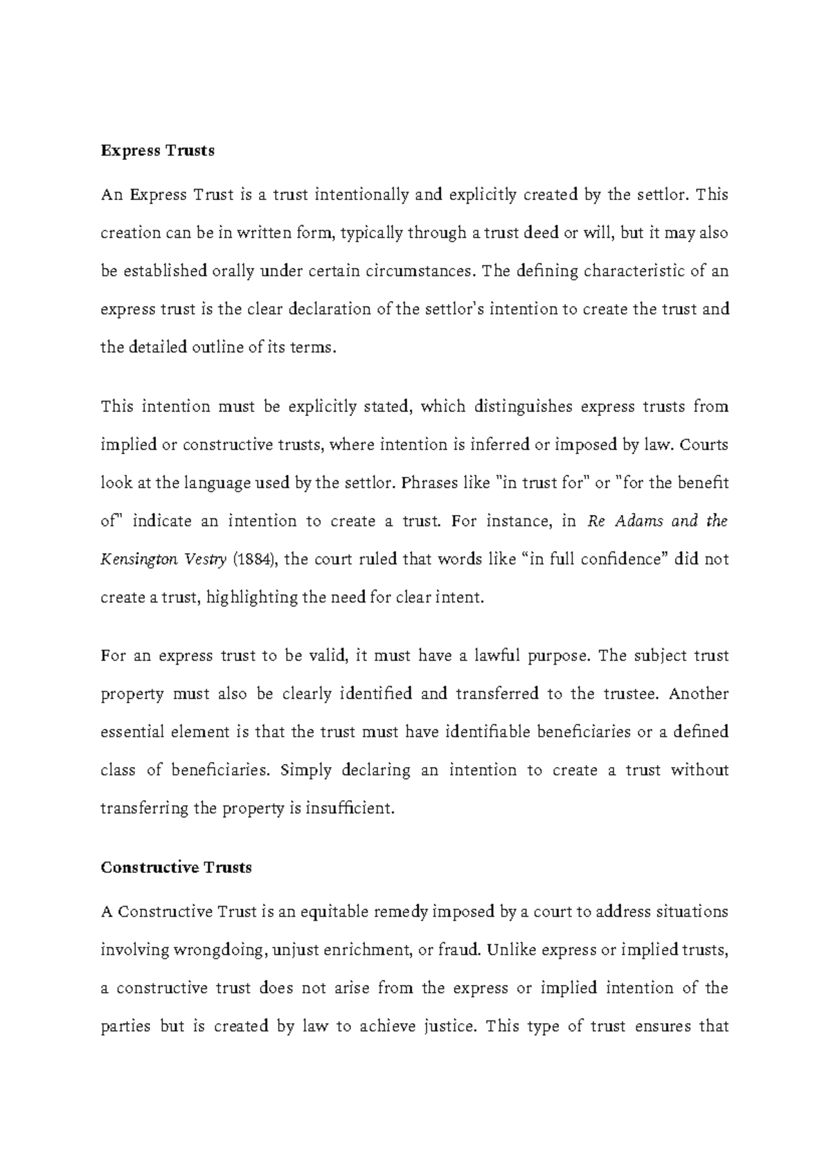 Types OF Trust - Express Trusts An Express Trust is a trust ...