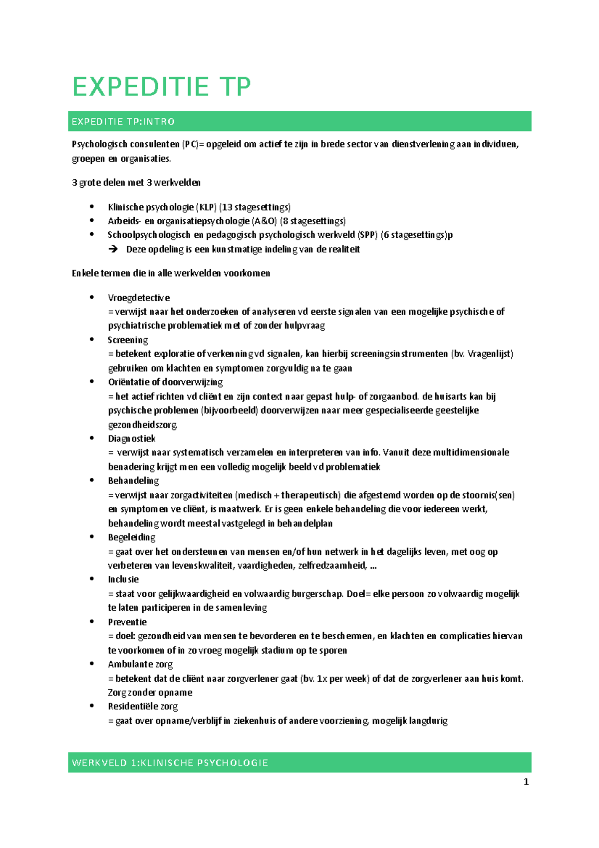 Expeditie tp - nog niet volledig af - EXPEDITIE TP EXPEDITIE TP:INTRO Psychologisch consulenten ...