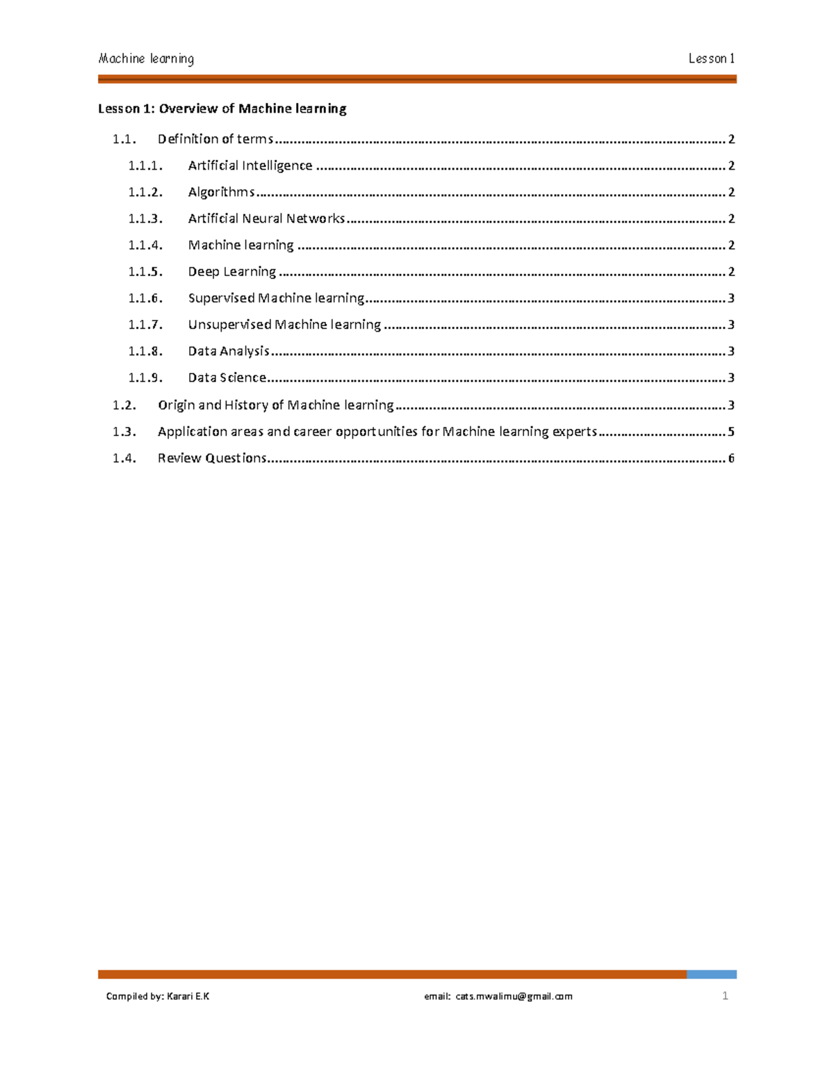 Lesson 1 Overview of Machine learning - Lesson 1: Overview of Machine ...