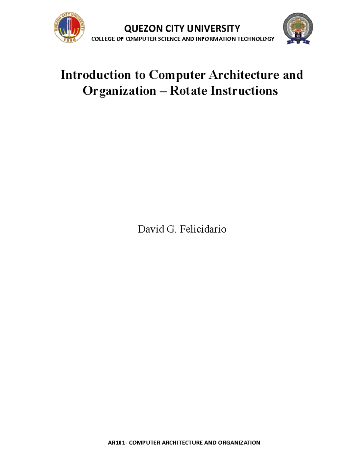 Rotate Instructions Notes - SIA101 - COLLEGE OF COMPUTER SCIENCE AND ...