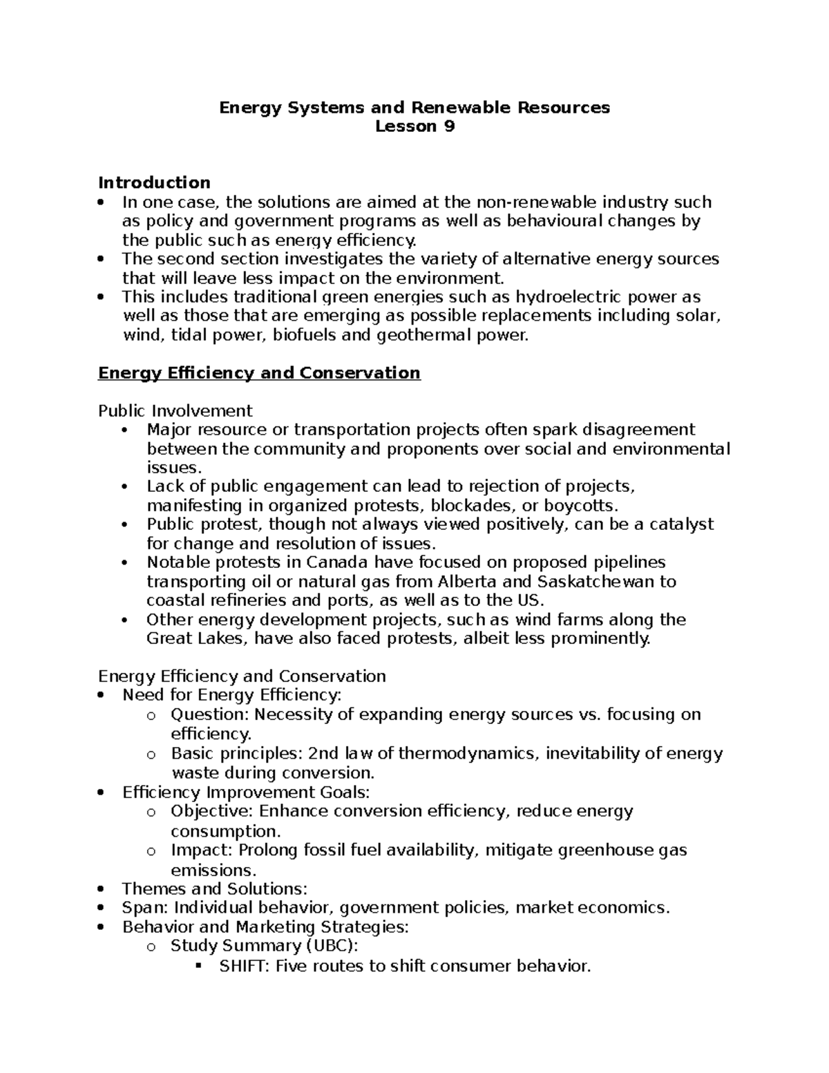 Energy Systems and Renewable Resources Lesson 9 - Energy Systems and ...
