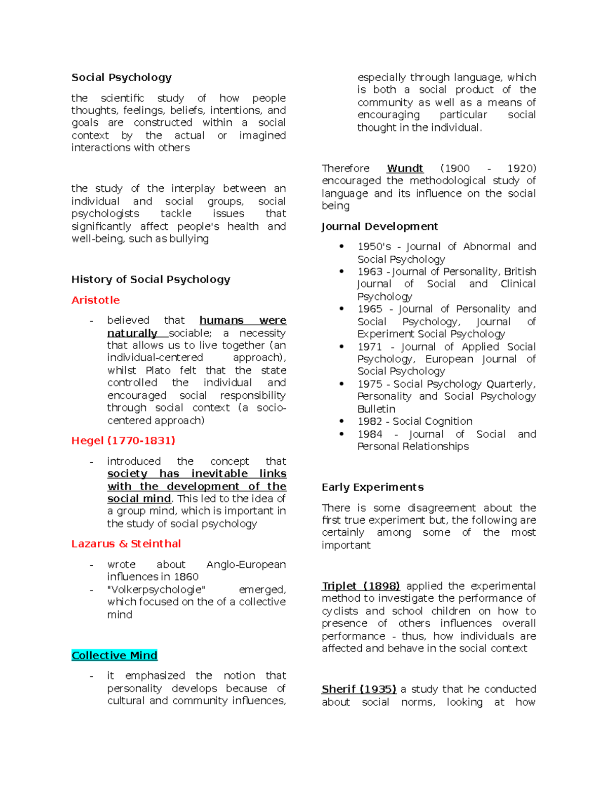 Notes - Social Psychology (Intro) - Social Psychology the scientific ...