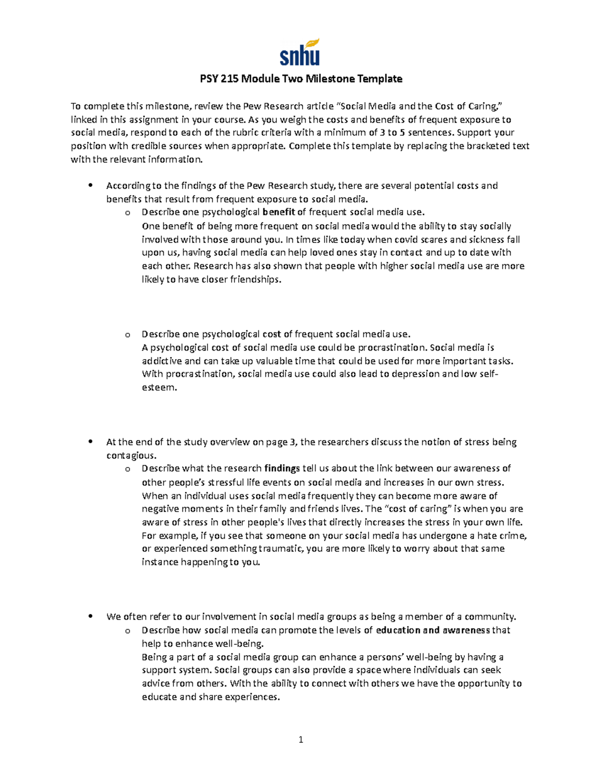 PSY 215 Module Two Milestone Complete - PSY 215 Module Two Milestone ...