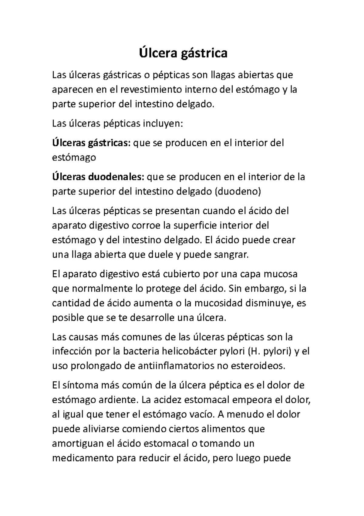 úlceras gástricas - Información - Úlcera gástrica Las úlceras gástricas ...