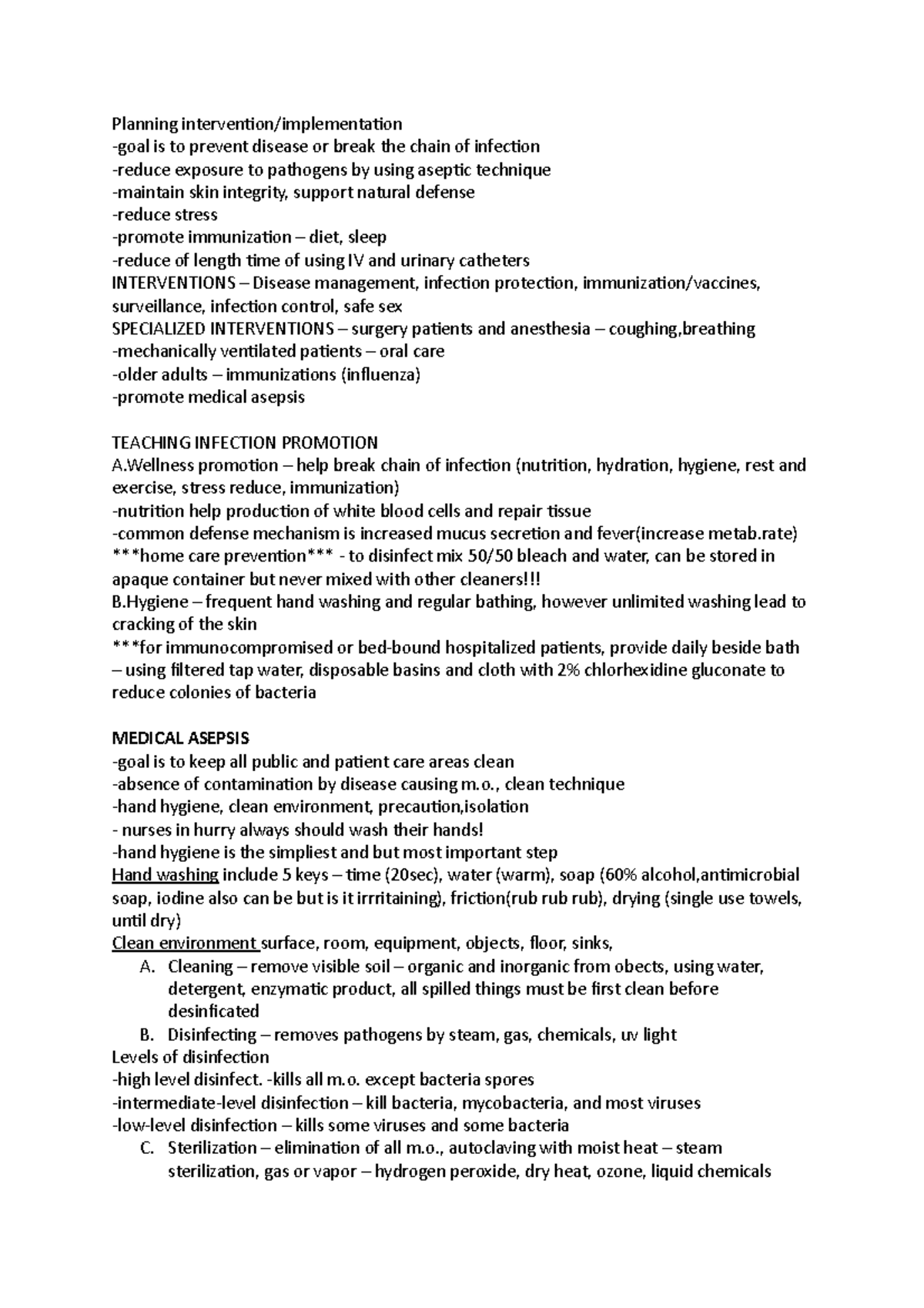 Infection - Quick oxygentaion - Planning intervention/implementation ...