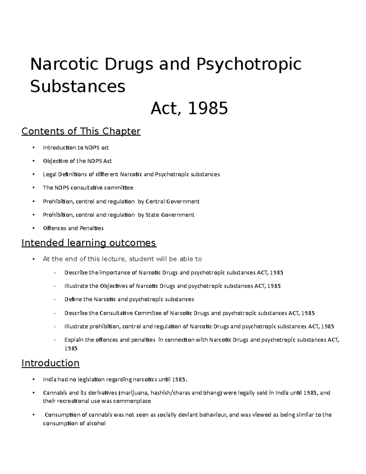 Chapter - 4 Narcotic Drugs and Psychotropic Substances Act, 1985 ...