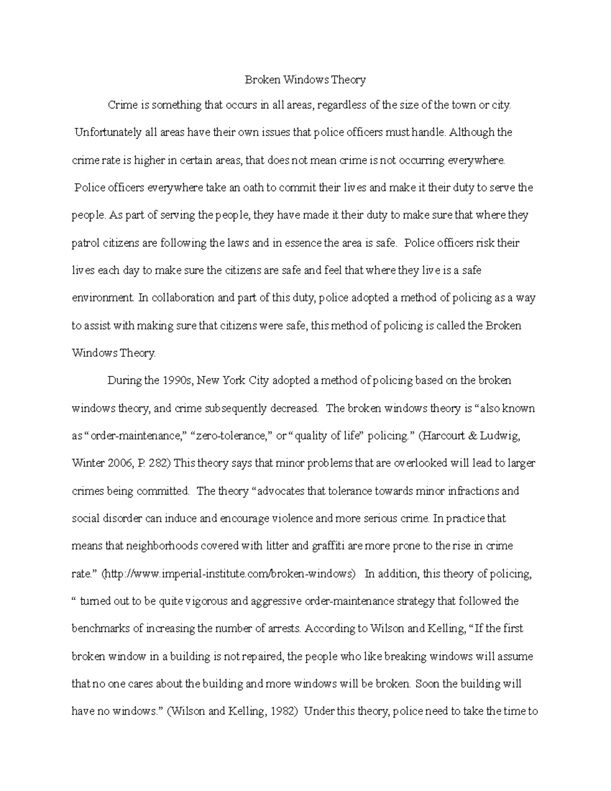 Broken Windows Theory - Grade: A - Broken Windows Theory Crime is ...