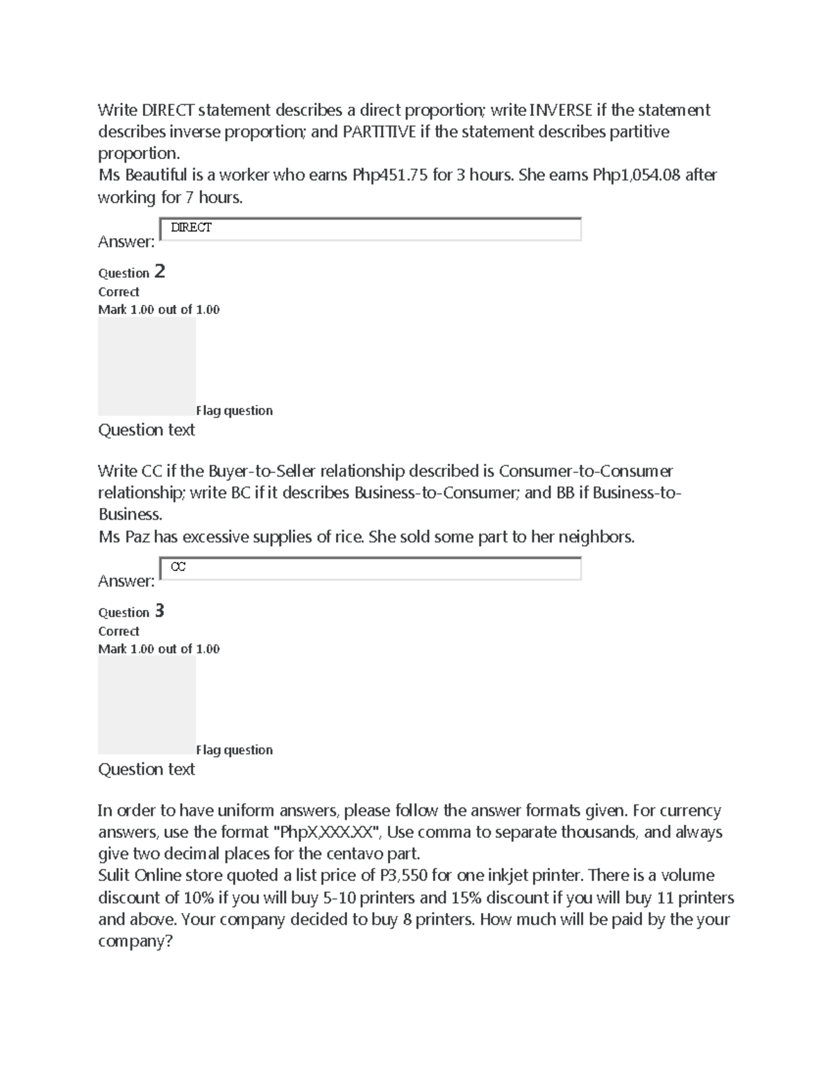 Pdfcoffee.com bmat-lq4-pdf-free - Write DIRECT statement describes a ...