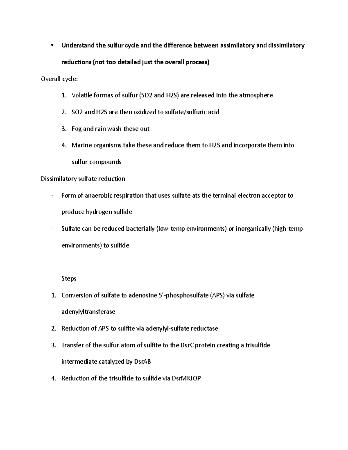 Sulfur cycle, Assimilatory sulfate reduction and Dissimilatory sulfate ...