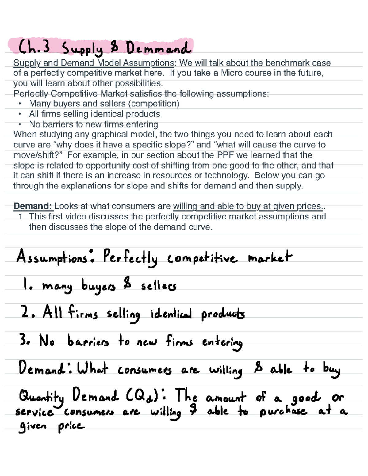 ECON 2012 )CH 3 - Supply and Demand - Supply and Demand Model ...