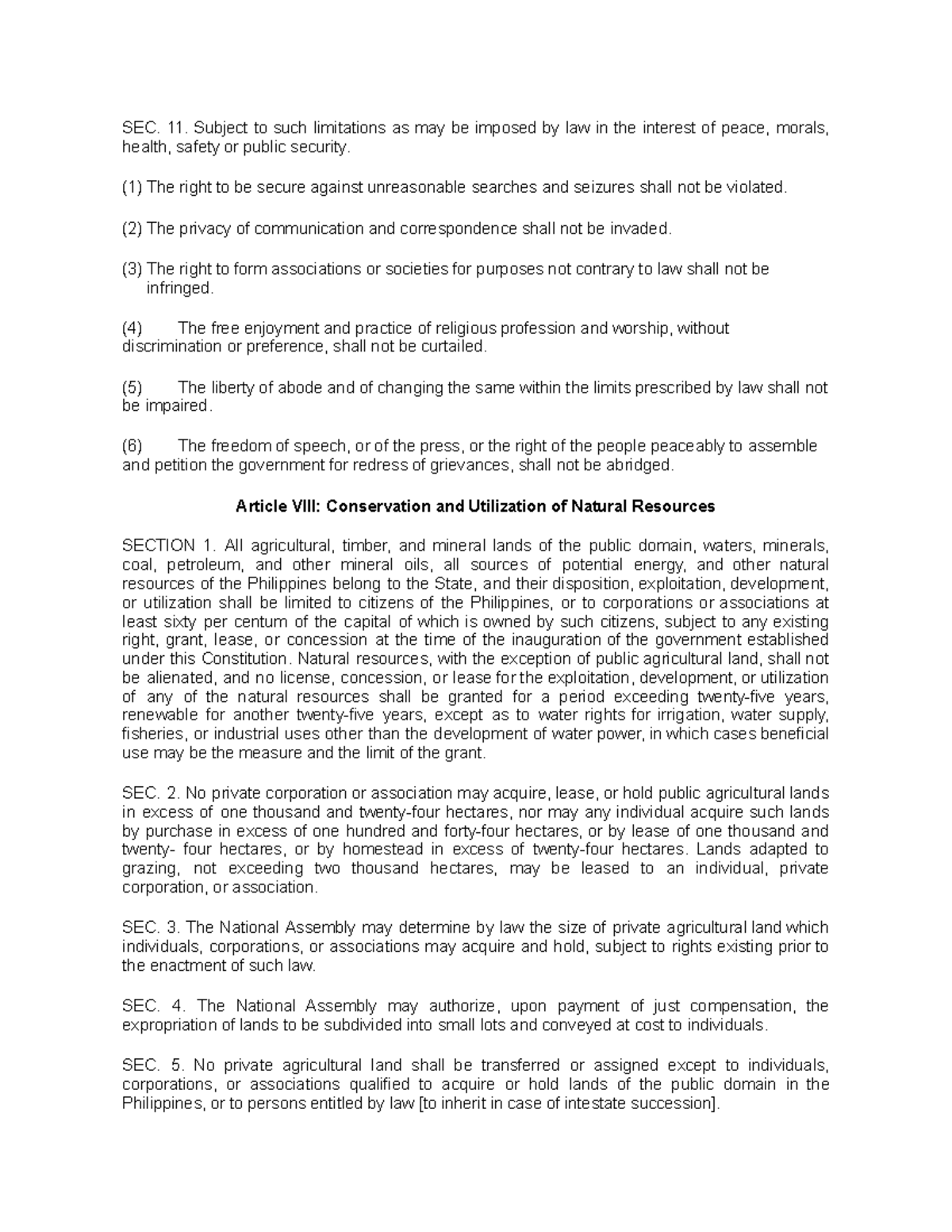 Article 8-9 - Teacher: Aage Benedict Maneja - SEC. 11. Subject to such ...
