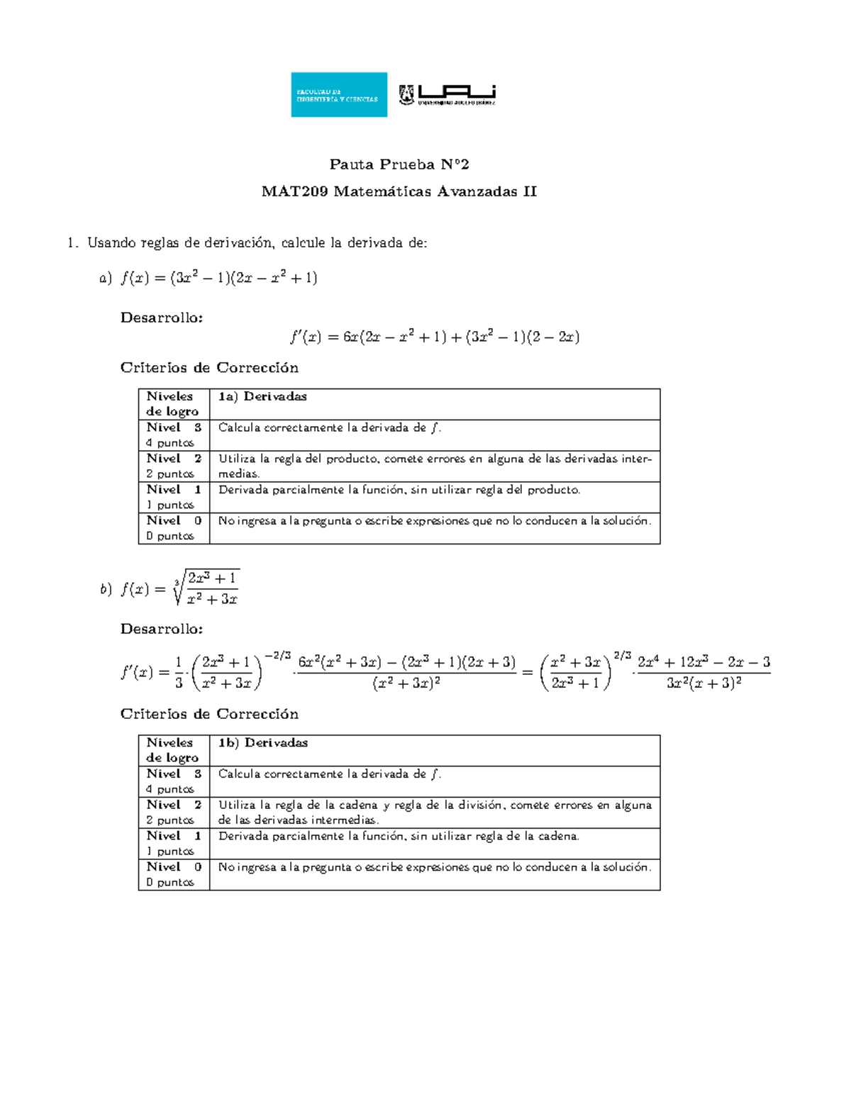 Pauta-Prueba-2-2023-01 animo - Pauta Prueba N 2 MAT209 Matem ́aticas Avanzadas II Usando reglas ...