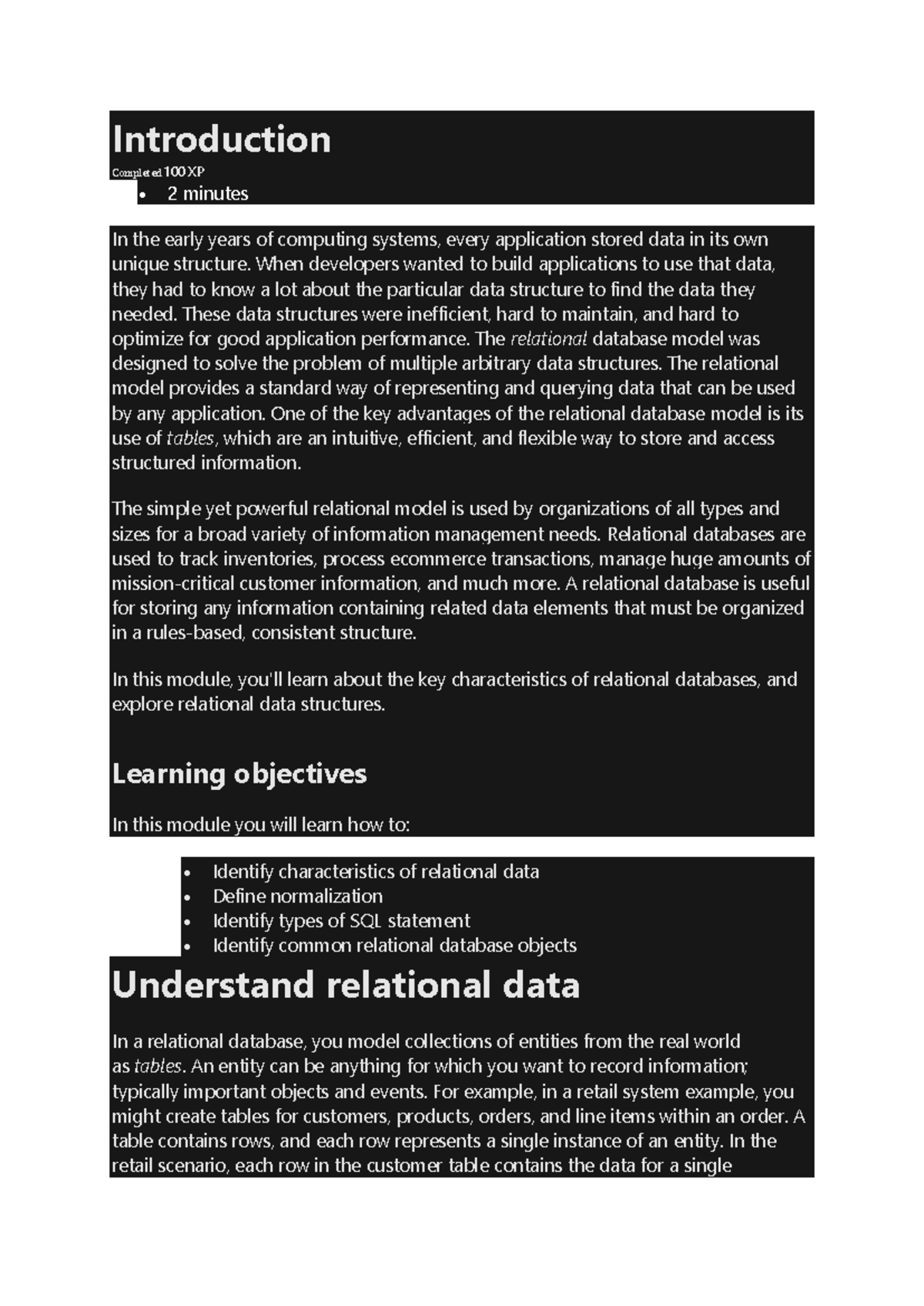 Explore relational data in Azure - Introduction Completed100 XP • 2 ...