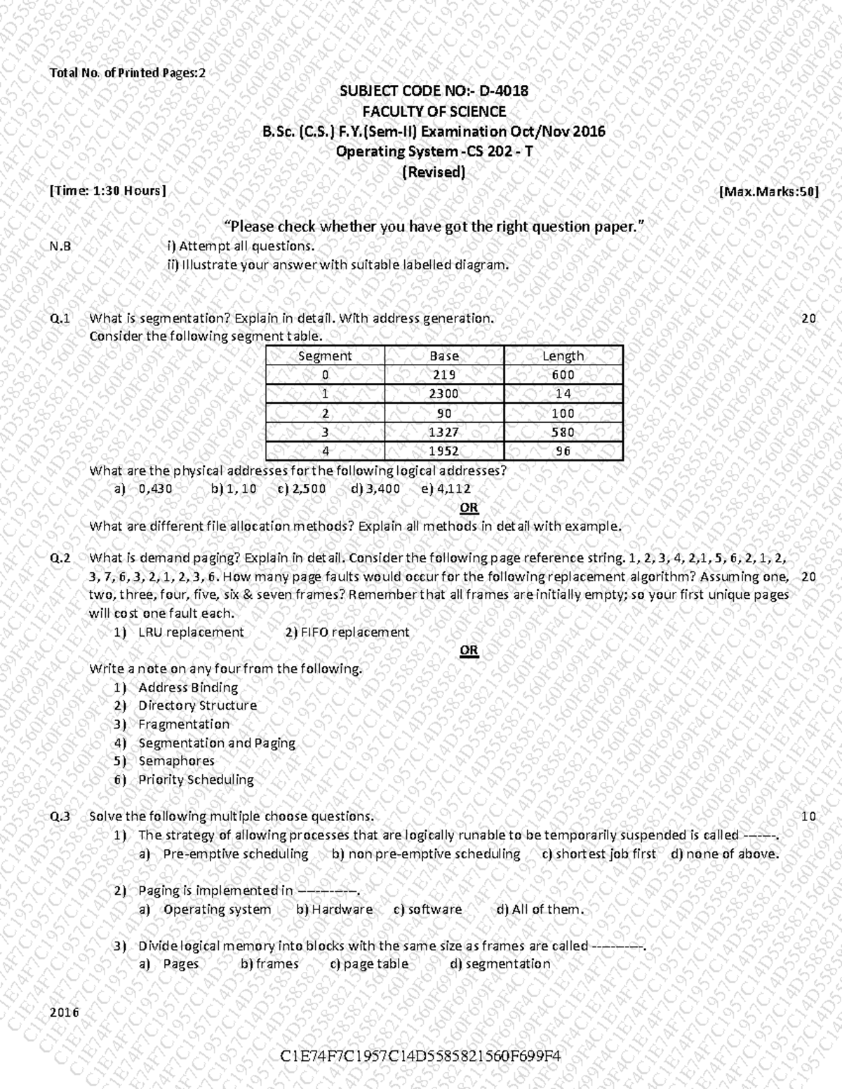 Operating System -CS 202 - T 16D-4018 OS - - Studocu