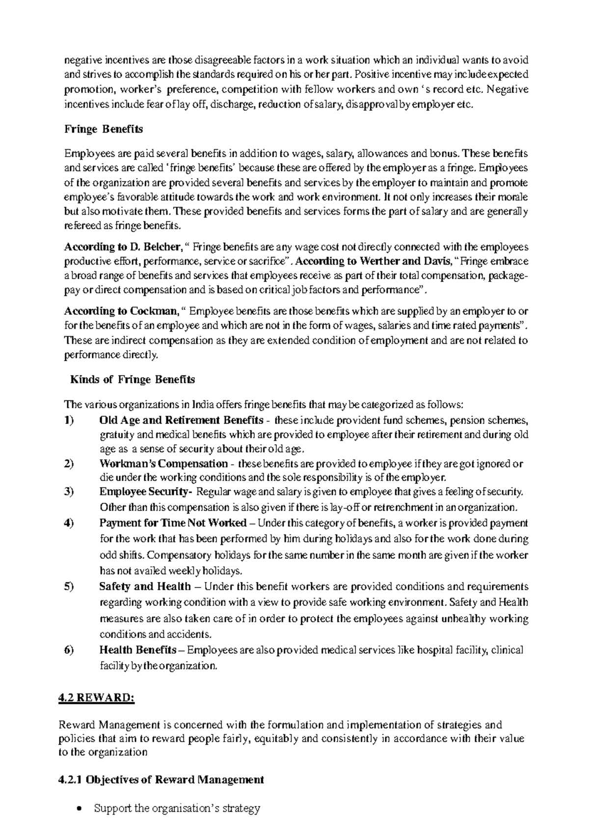 Reward and Motivation - notes - negative incentives are those ...