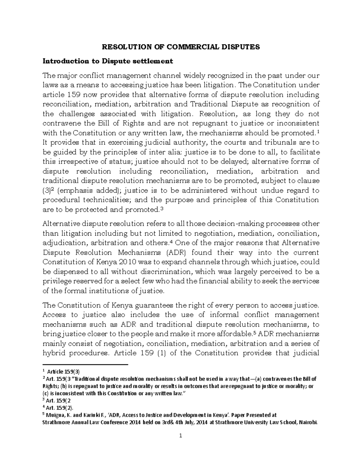 Resolution OF Commercial Disputes - RESOLUTION OF COMMERCIAL DISPUTES ...