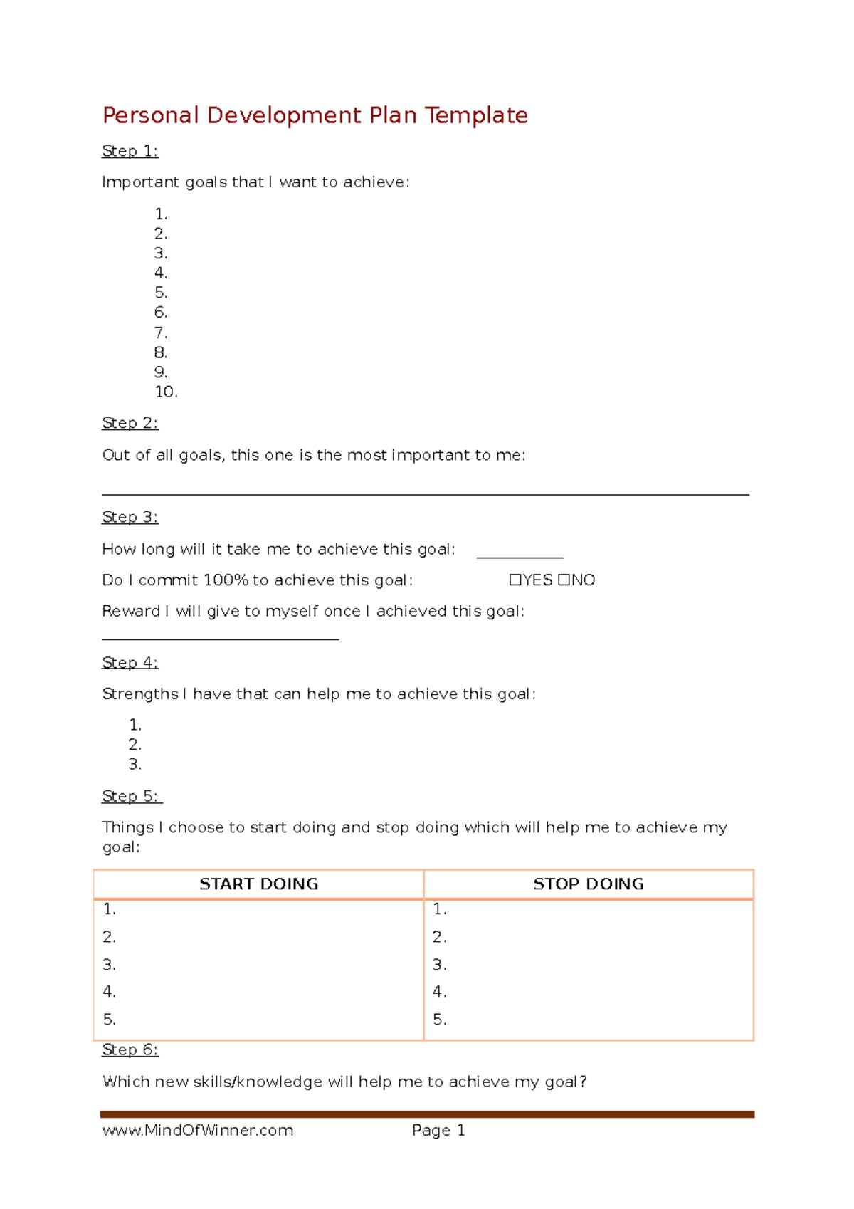 Personal-Development-Plan-Template - Personal Development Plan Template ...