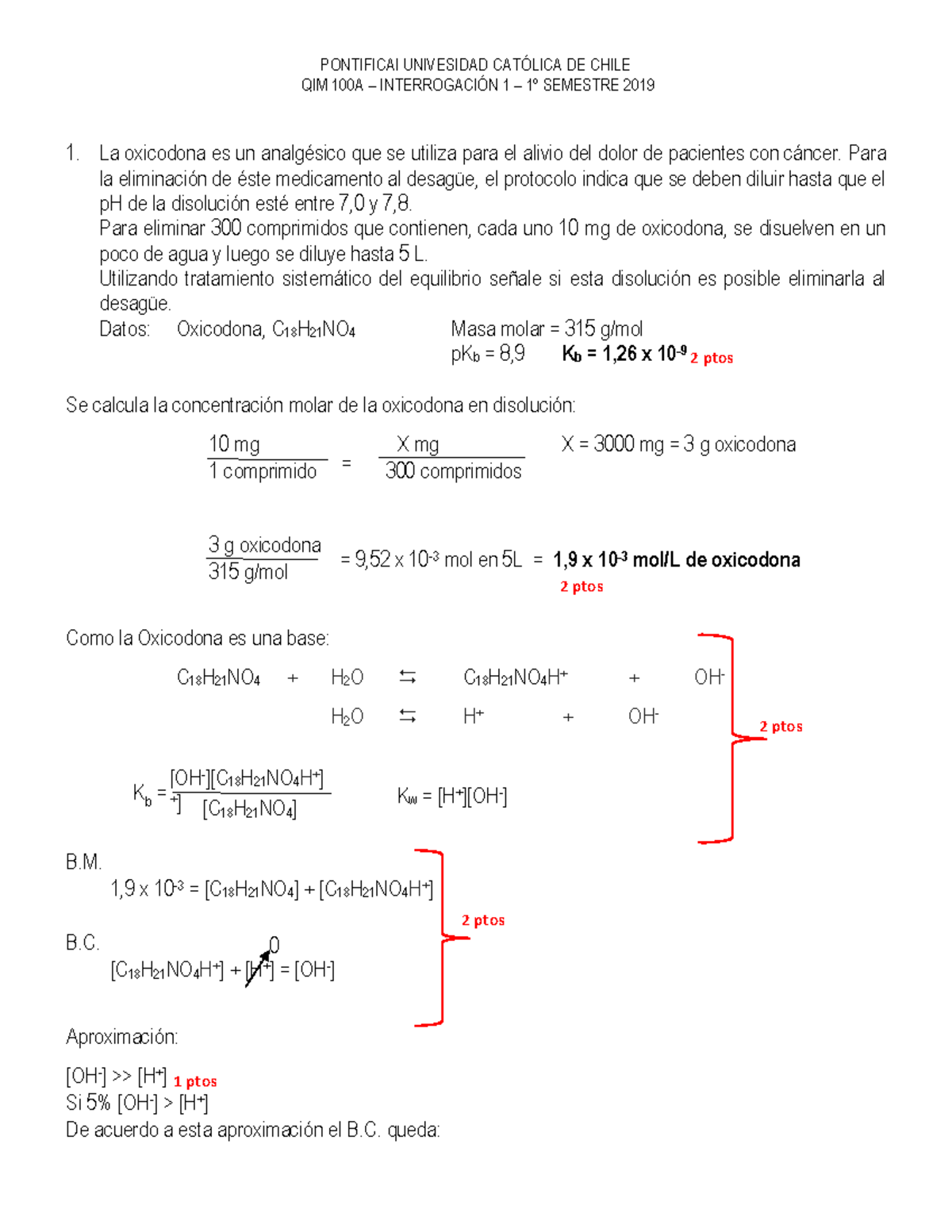Pauta I1 1 2019 - I1 DE QUIMICA GENERAL - QIM 100A – INTERROGACIÓN 1 ...