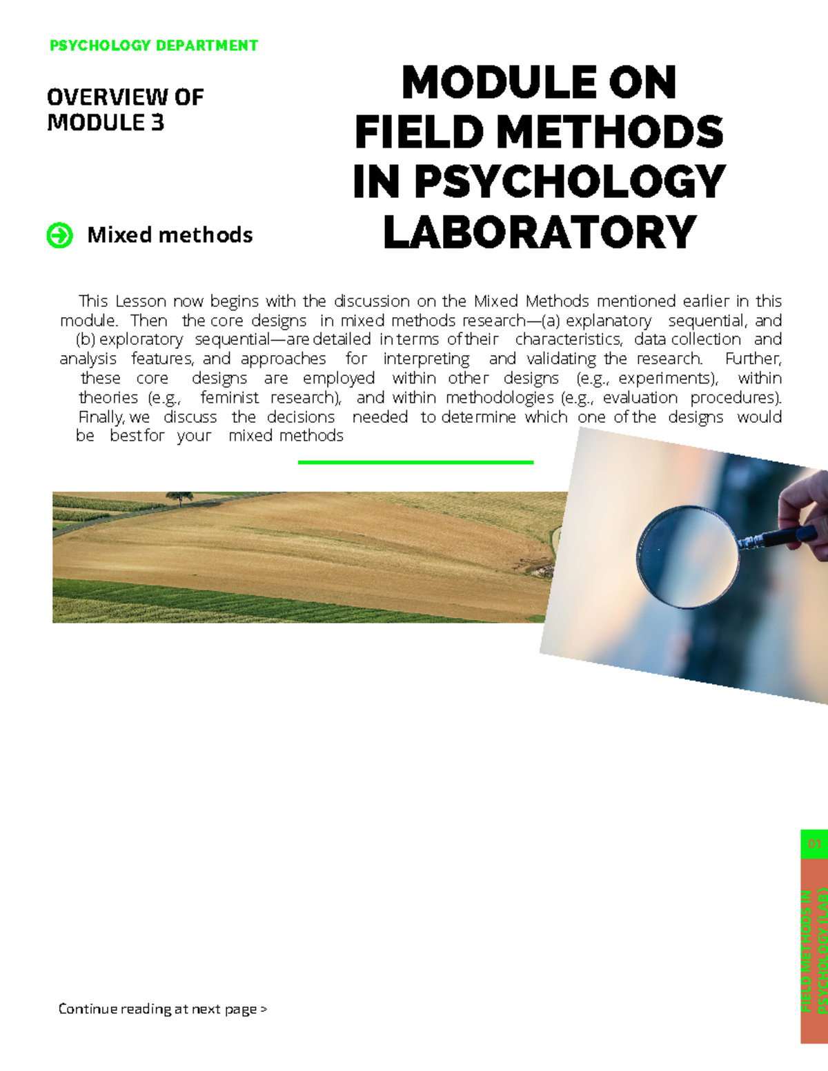 Lesson 4 Fldpsy Laboratory Module 3 - OVERVIEW OF MODULE 3 MODULE ON FIELD METHODS IN PSYCHOLOGY ...