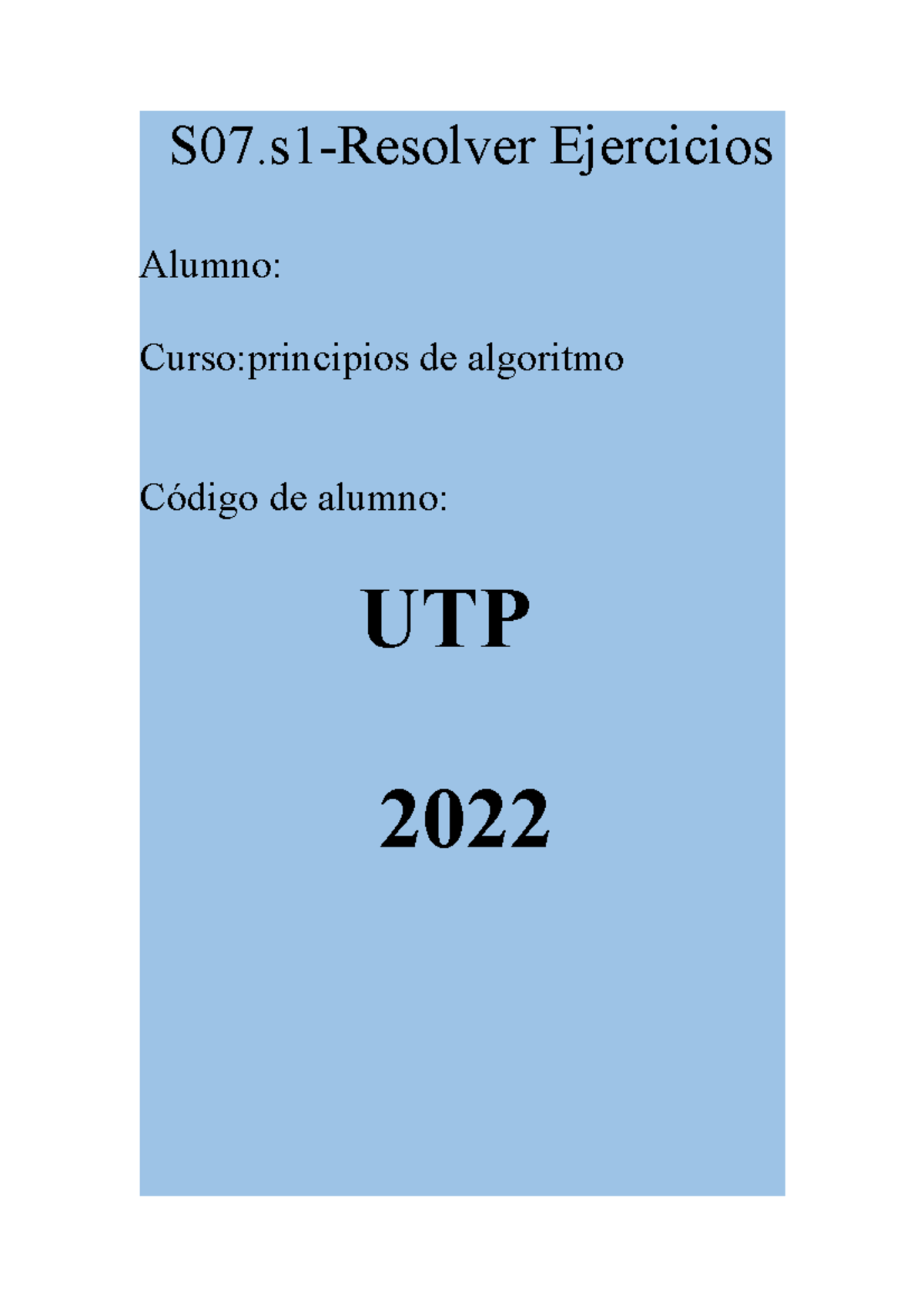 S07 Principios DE Algoritmo - S07-Resolver Ejercicios Alumno: Curso ...