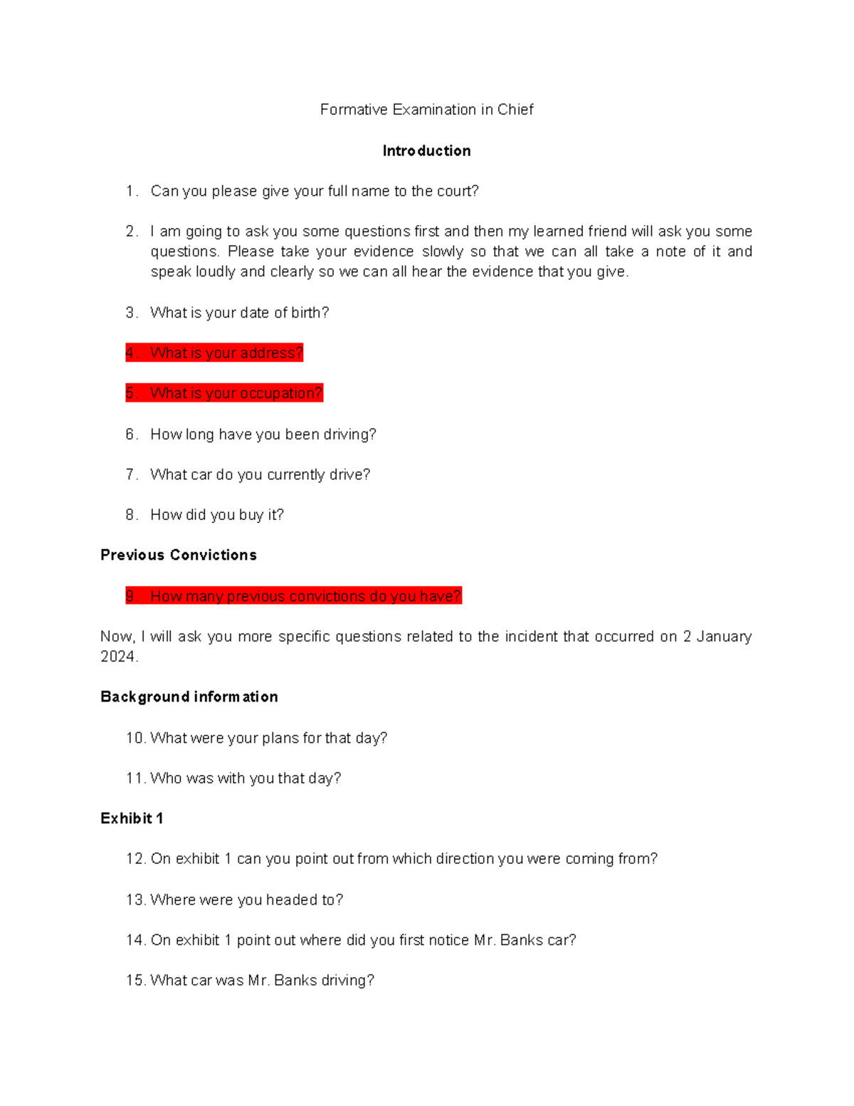 Examination in Chief - Formative Examination in Chief Introduction Can ...