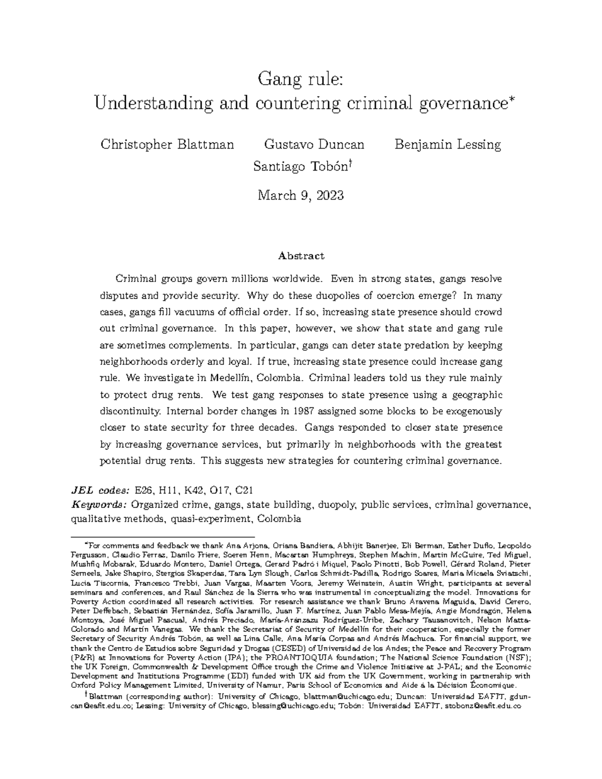 Article 3 - gangs and institutions - Gang rule: Understanding and ...