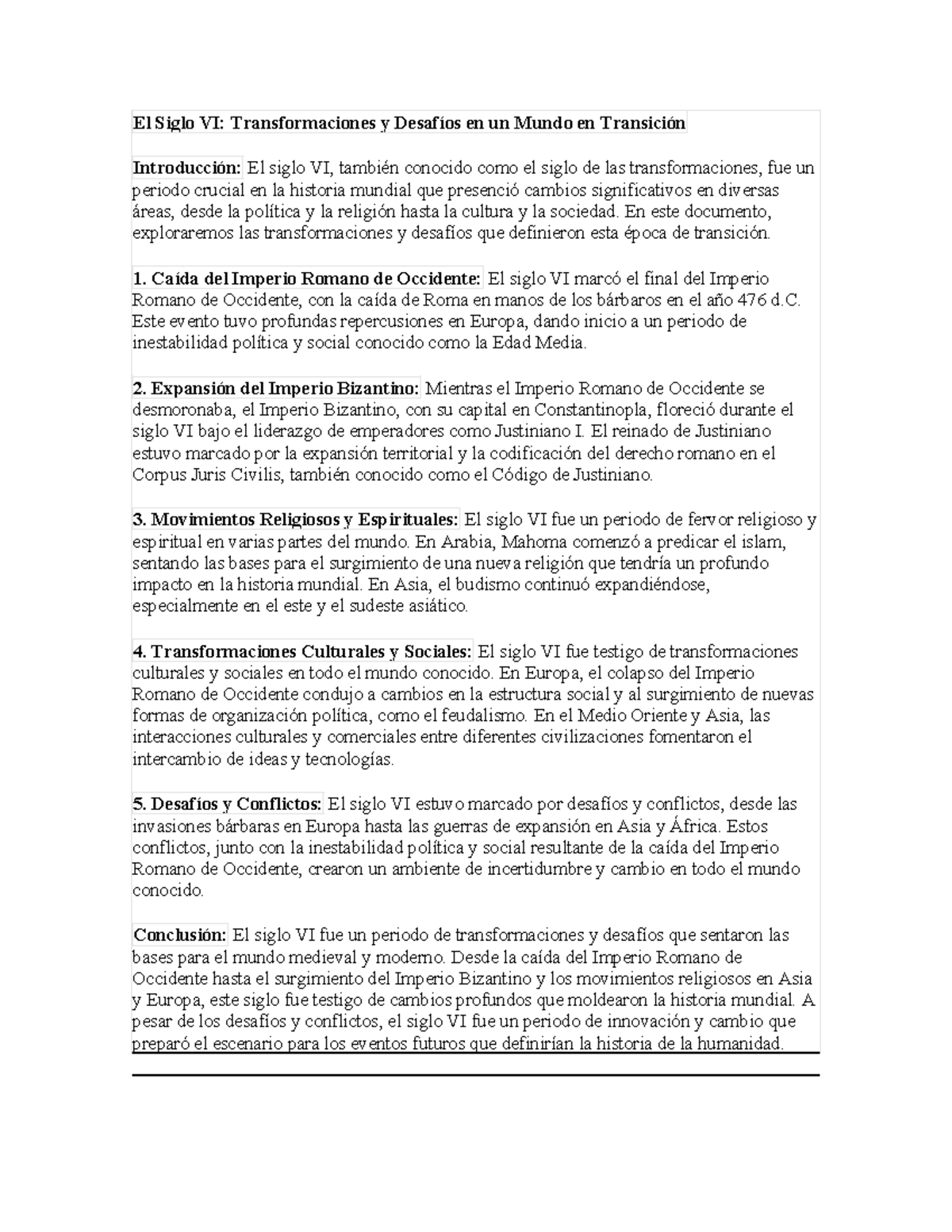 El Siglo VI- Transformaciones y Desafíos en un Mundo en Transición - El ...