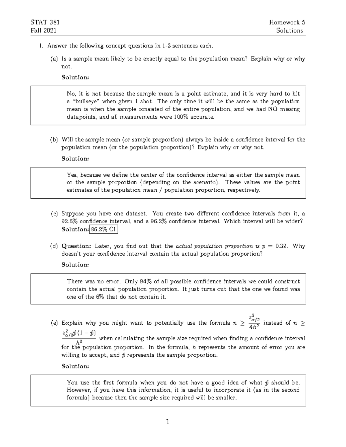 Stat381 HW05 Solutions - STAT 381 Fall 2021 Homework 5 Solutions Answer ...
