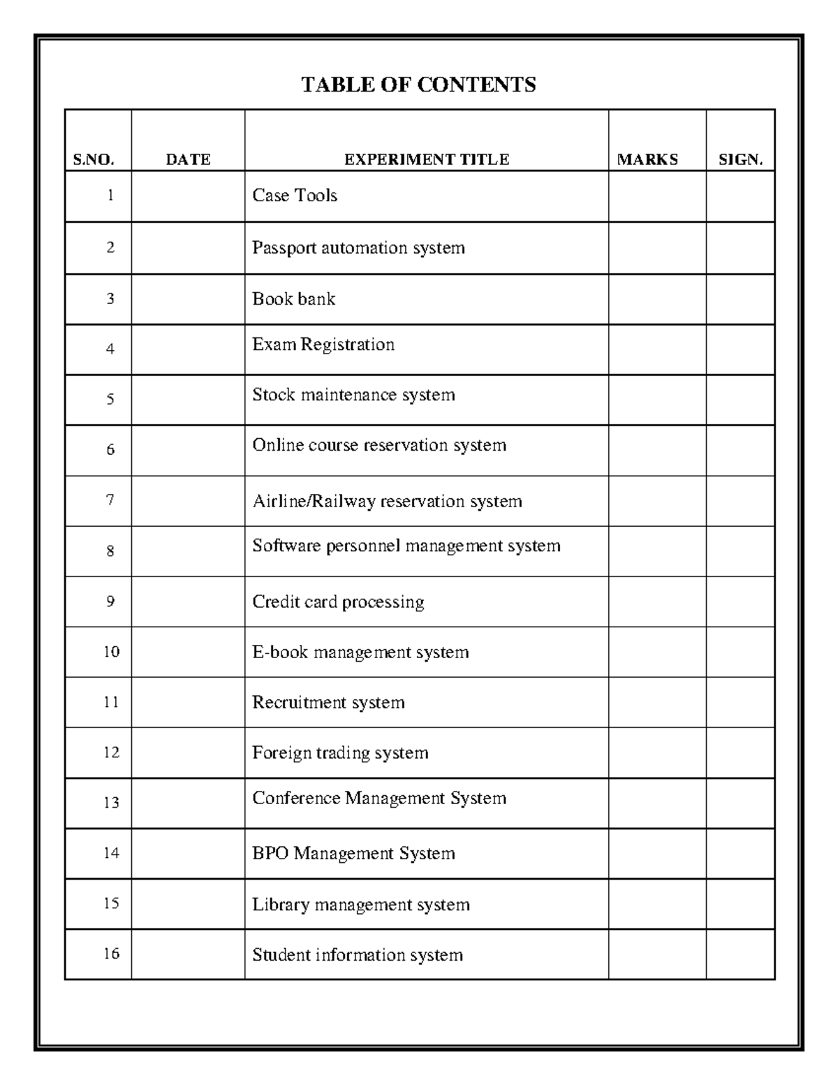 Cs8582 Object Oriented Analysisand Design Laboratory 46023968 Cs8582 Ooad Lab Copy Table Of