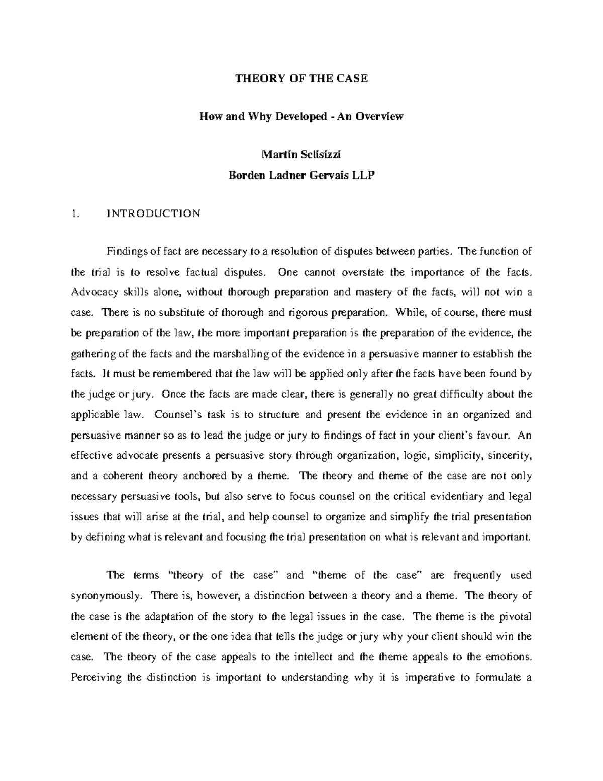 Theory of the Case - Practice Material - THEORY OF THE CASE How and Why ...