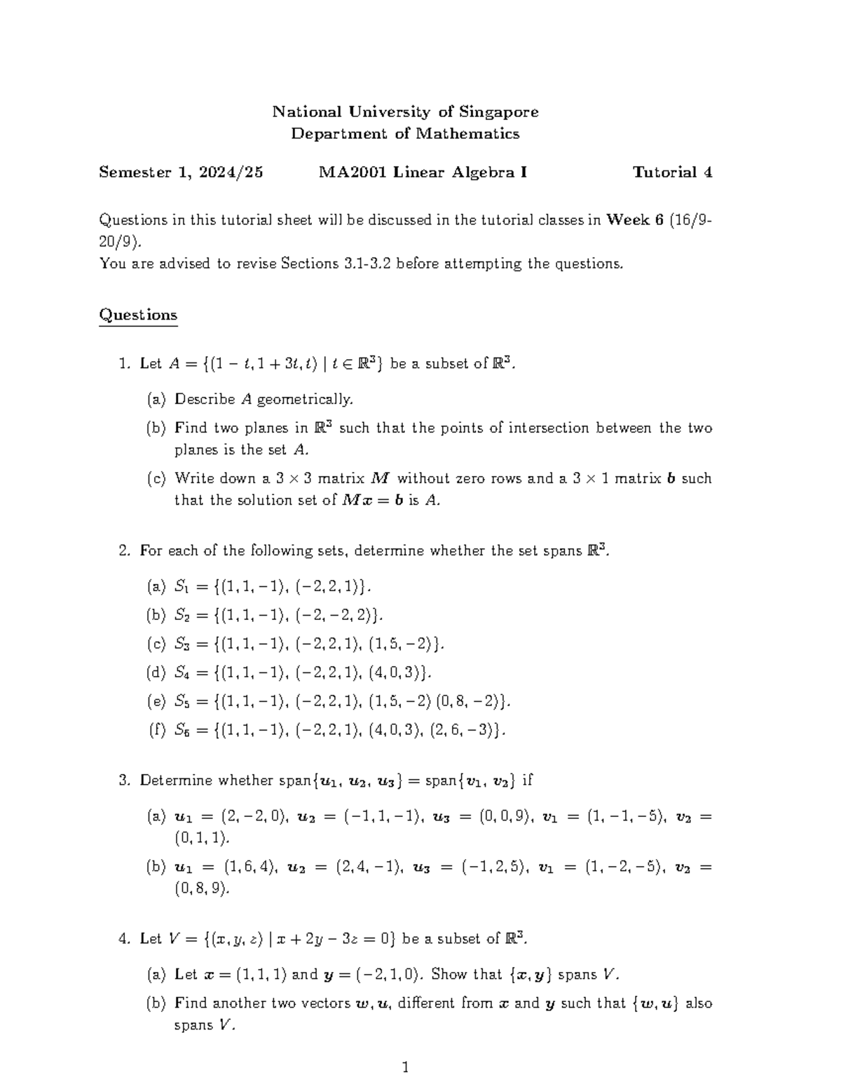 Tutorial 4 - asdfasdfasdf - National University of Singapore Department ...