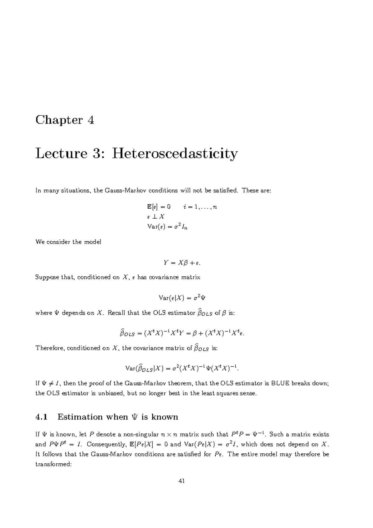 20Econometrics Lecture 3 - Chapter 4 Lecture 3: Heteroscedasticity In many situations, the - Studocu
