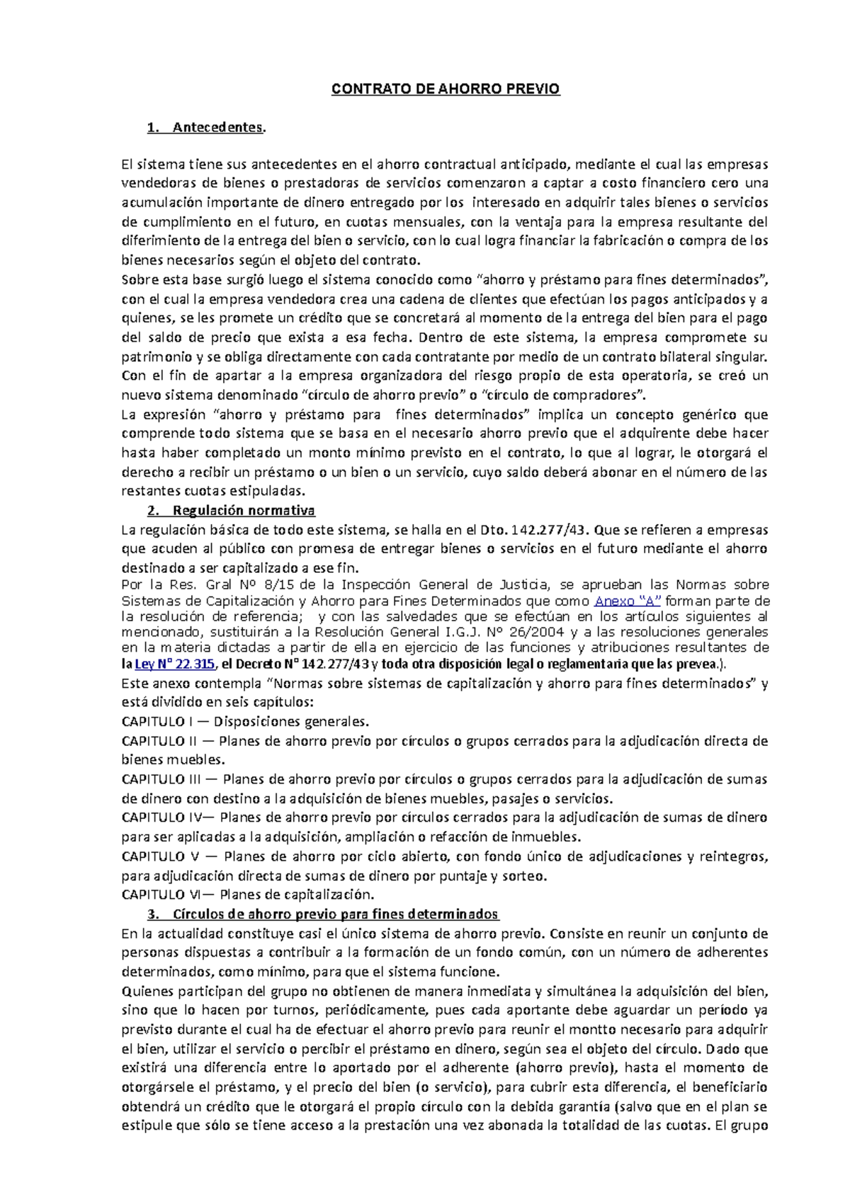 Contrato de ahorro previo - CONTRATO DE AHORRO PREVIO 1. Antecedentes ...