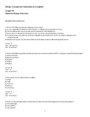 Honors Biology Chapter 10 Molecular Biology of the Gene - 10 ...