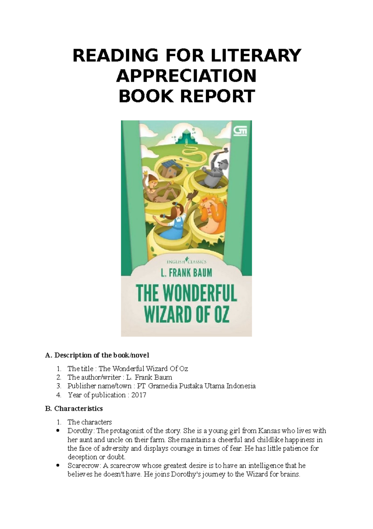 The Wonderful Wizard Of Oz - Reading Literary - READING FOR LITERARY ...