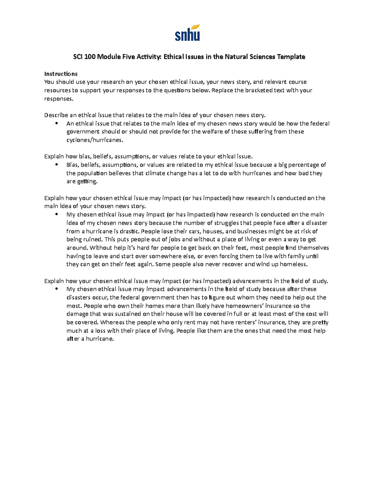 Natural Science Module 5 Template - SCI 100 Module Five Activity ...