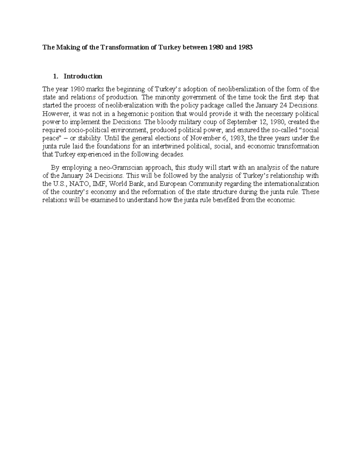 321 - essay on history - The Making of the Transformation of Turkey ...